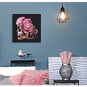 Art Knitting Paint by Number for Adults Beginner Students Kids, Ideal Gift Choice for Birthday,Anniversary or Any Festival, DIY Acrylic for Room Decor Canvas Roll -16x16 (Skull and Roses)