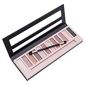 URQT 2Pcs Pro 12 Colors Matte + Shimmer Nude Naked Eyeshadow Palette Natural Velvet Texture Pigmented Blendable Diamond Smokey Eye Shadow Pallet Kit with Brush (Natural)