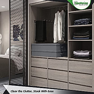 NEATERIZE Under Bed Storage Bins With Lids [Set of 2] Long Flat Stackable Underbed Storage Containers For Organizing Clothing, Shoes, toys, Blankets, and Linen. Garage Boxes. (Large-Grey)