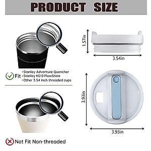 40oz Stanley Cup Accessories Set,Including 2pcs Replacement Lid Fit Stanley 40 Oz Tumbler,Tumbler Lids For Stanley Cup 2.0,H2.0 Silicone Spill Proof Stopper 3 Set and 6 Pcs Long Reusable Straws (Blue)