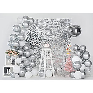 Kate Square Sliver Sequin Wall Panel Backdrop Sliver Glitter Panels Wedding Decoration(Pack of 12)