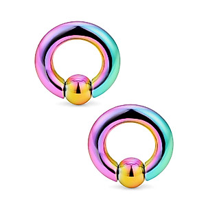 Ftovosyo PA Rings Captive Bead Rings Spring Action CBR Monster Screwball Rings Large Septum Ring Ear Gauges Earrings 2G 6mm 316L Surgical Steel Pierced Body Jewelry for Women Men 5/8"