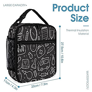 MINBHEBYUD Nurse Lunch Bag for Men Women Adults, Insulated Lunch Bags for Office Work, Reusable Portable Lunch Bag