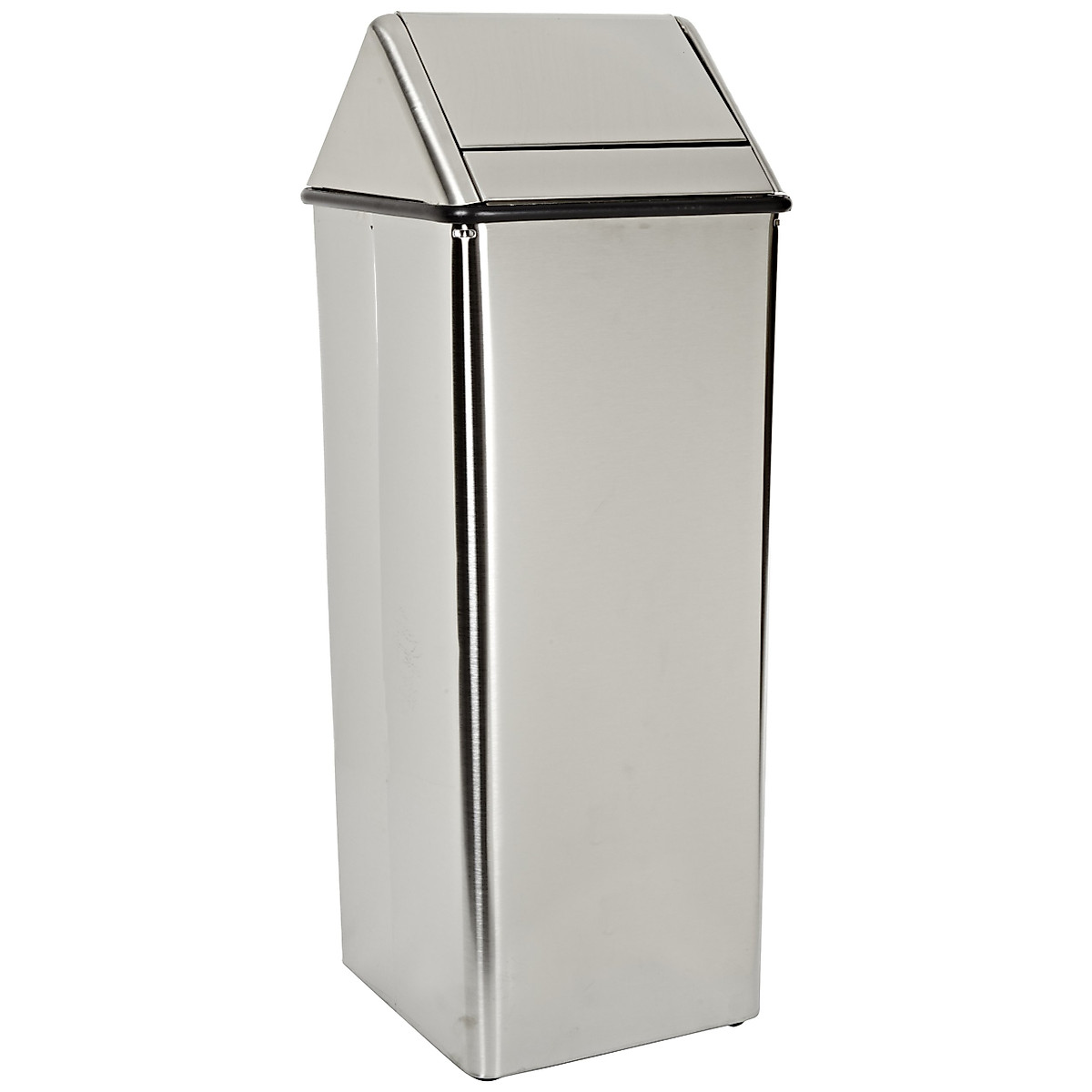 Witt Industries 1411HTSS Stainless Steel 21-Gallon Waste Watcher Hamper and Swing Top Receptacle, Square, 15" Width x 15" Depth x 38" Height, Silver