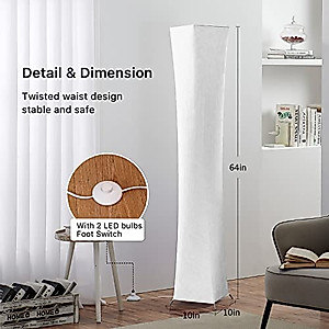 chiphy Floor Lamp, RGB Color Changing and Dimmable LED Lamp, Smart WiFi Bulbs Compatible with Alexa & Google Assistant, 64" Tall White Fabric Shade Light, Modern for Living Room, Bedroom, Game Room
