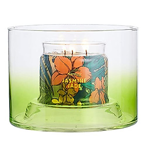 PartyLite Blown Glass Green Ombre Jar Candle Holder - Reversible Design