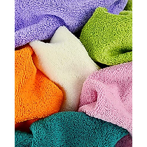 Cleanbear Hand Towels and Washcloths Set, 6 Hand Towel 6 Wash Cloths with Assorted Colors, Ultra Soft Bathroom Towels Set