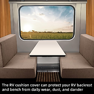 Tlswshsy RV Dinette Cushions Covers - Stretch Sofa Seat Slipcovers - Washable Loveseat Sofa Furniture Protector for Camper Car Bench (Camel 2 Backrest Covers & 2 Bench Covers)