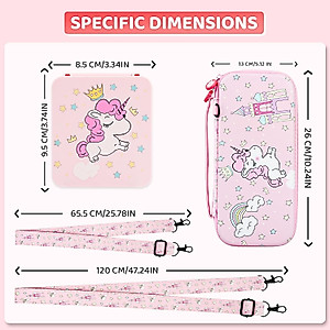 RHOTALL Case Compatible with Nintendo Switch & Switch OLED, Carrying Case with Game Case, Shoulder Strap, Cute Protective Hard Portable Travel Shell Pouch for Switch Accessories (for Pink)