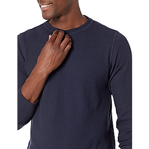 Amazon Essentials Men's Regular-Fit Long-Sleeve Waffle Shirt, Navy, Large