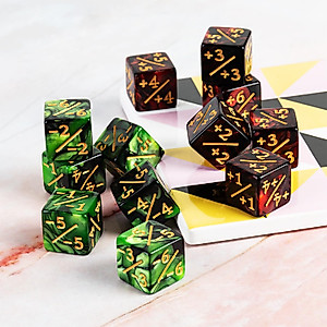 24 Pieces MTG Dice Counter Magic The Gathering Counters +1/+1 Dice Set Loyalty Life Tokens Gifts for Cards Gaming Accessories (Ruby, Emerald)