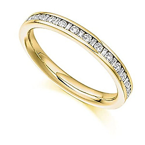 Intershine 925 Sterling Silver 14K Diamond Round Baguette Eternity Anniversary Band for Women's (White Gold Plated Silver, 9)