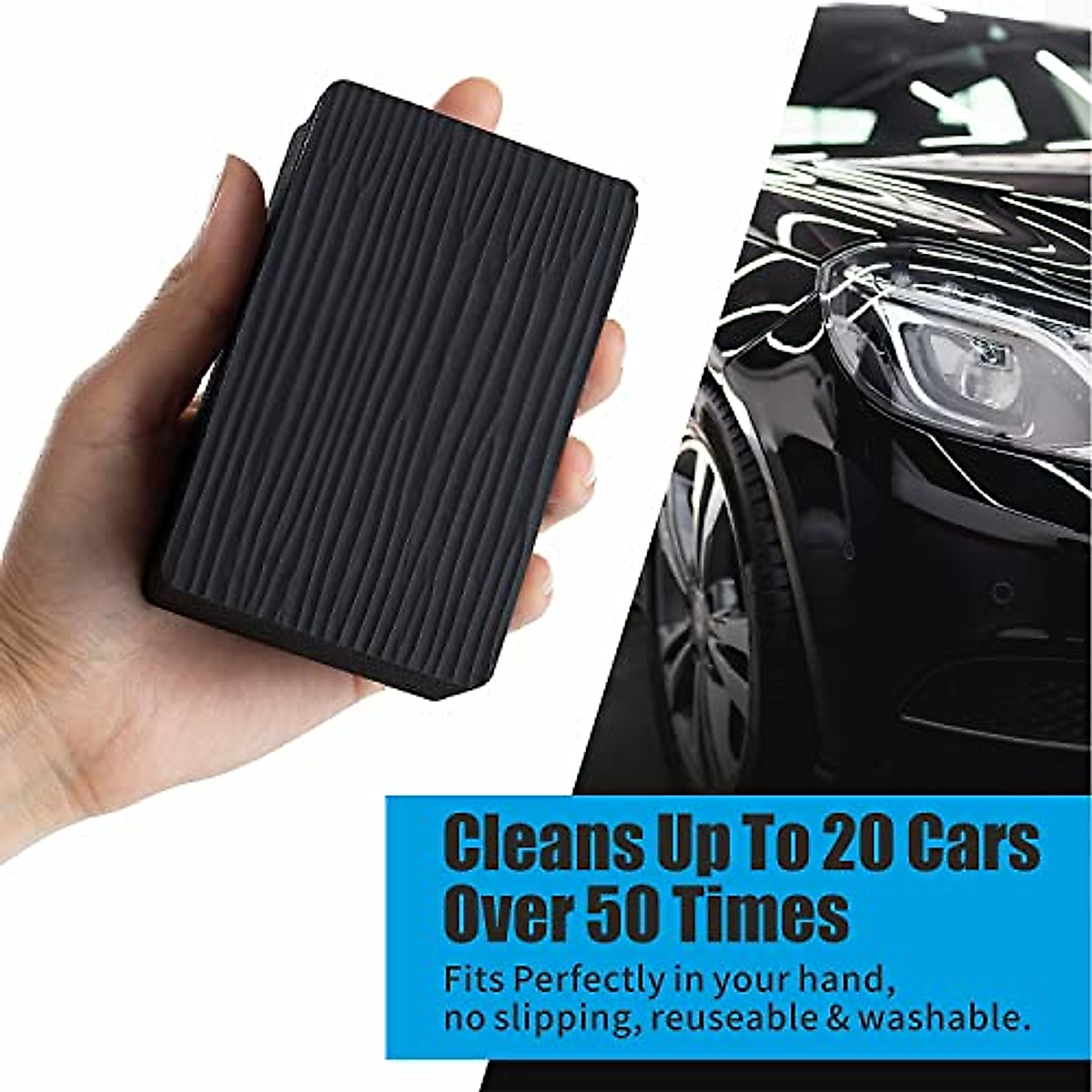 2 Pack Clay Block for Auto Detailing Car Surface Cleaning by WEST HORSE - Clay Bar Sponge - Clay Car Faster (4.6 in. x 3.5 in. x 1.7 in.) , Black