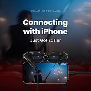 XREAL Air AR Glasses, Smart Glasses with Massive 201" Micro-OLED Virtual Theater, Augmented Reality Glasses, Watch, Stream, and Game on PC/Android/iOS–Consoles & Cloud Gaming Compatible