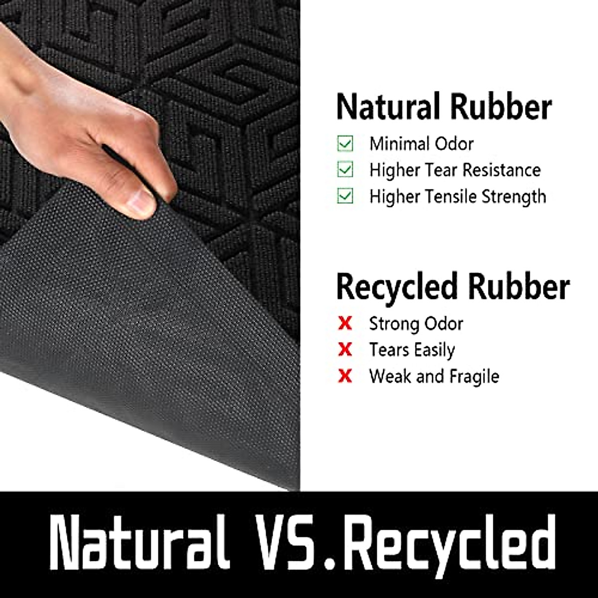 Yimobra Durable Front Door Mat, Heavy Duty Welcome Outdoor Indoor Doormat Entrance Floor Matt, Non Slip Rubber Backing, Easy Clean Shoe Scraper, Waterproof, Patio, Lawn, Garage, 17x29.5 Inch, Black