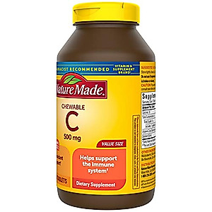 Nature Made Chewable Vitamin C 500 mg Tablets, 150 Count Value Size to Help Support the Immune System
