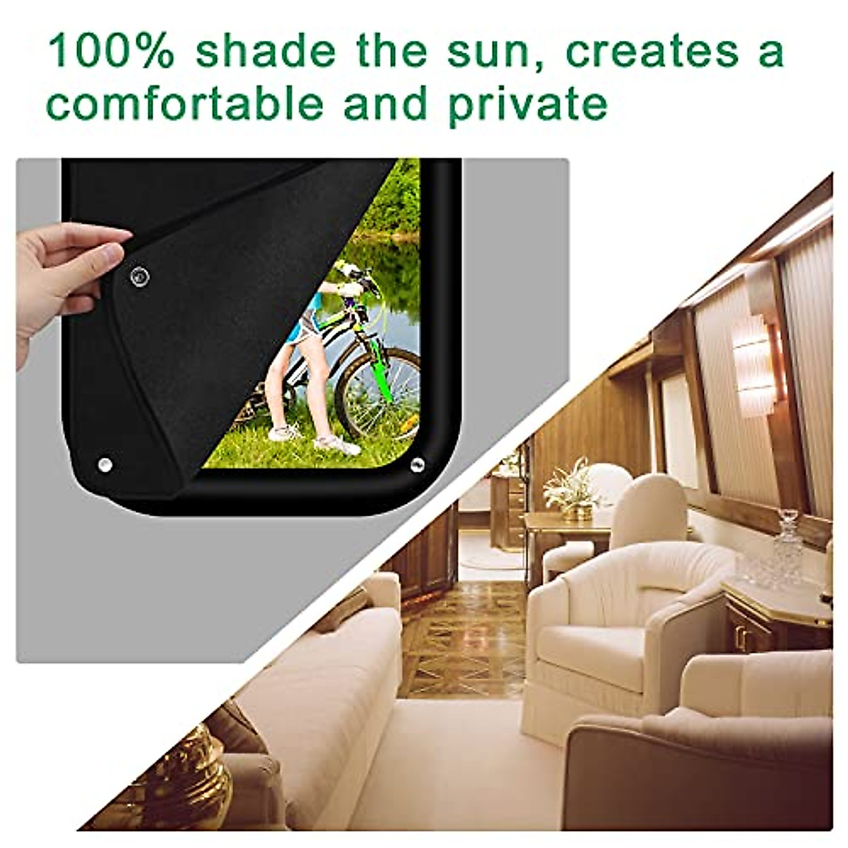 AngleKai Door Window Shade Cover for RV, 24 X 16 Inch Waterproof Thin Sun Shade for RV Door Window Camper Blackout Door Window Shade