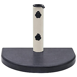 vidaXL Half-Round Black Umbrella Base, Durable Granite Construction, Stainless Steel Tube, Adapters for Various Parasol Sizes, Stable Garden Furniture Accessory - 15.7"x11"x1.6" - 22 lb Weight