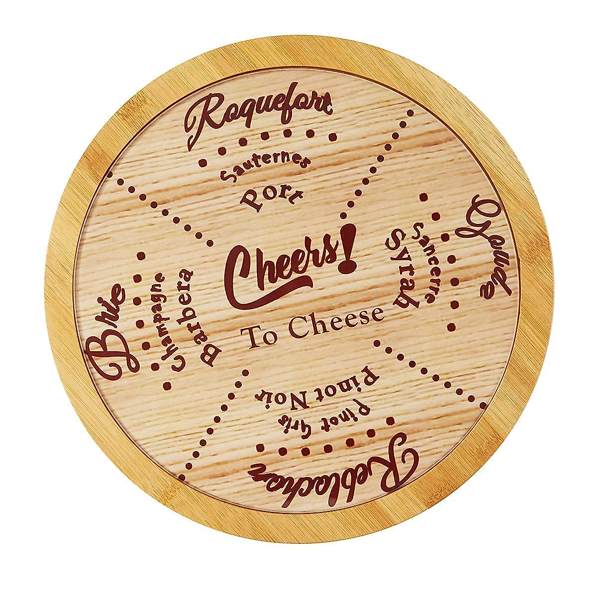 Lazy Susan Cheese Board with Cutlery Premium Bamboo Turntable Charcuterie Board - Unique Rotating Cheese Wine Pairing Platter Gift Set