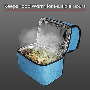 Lava Lunch Patented Heated Lunch Box - Insulated Bag with Microwaveable Heat Packs - 3 Liter Capacity for Meals - Keeps Food Warm for Up To 5 Hours - Gift for Men, Women, & Kids - Blue