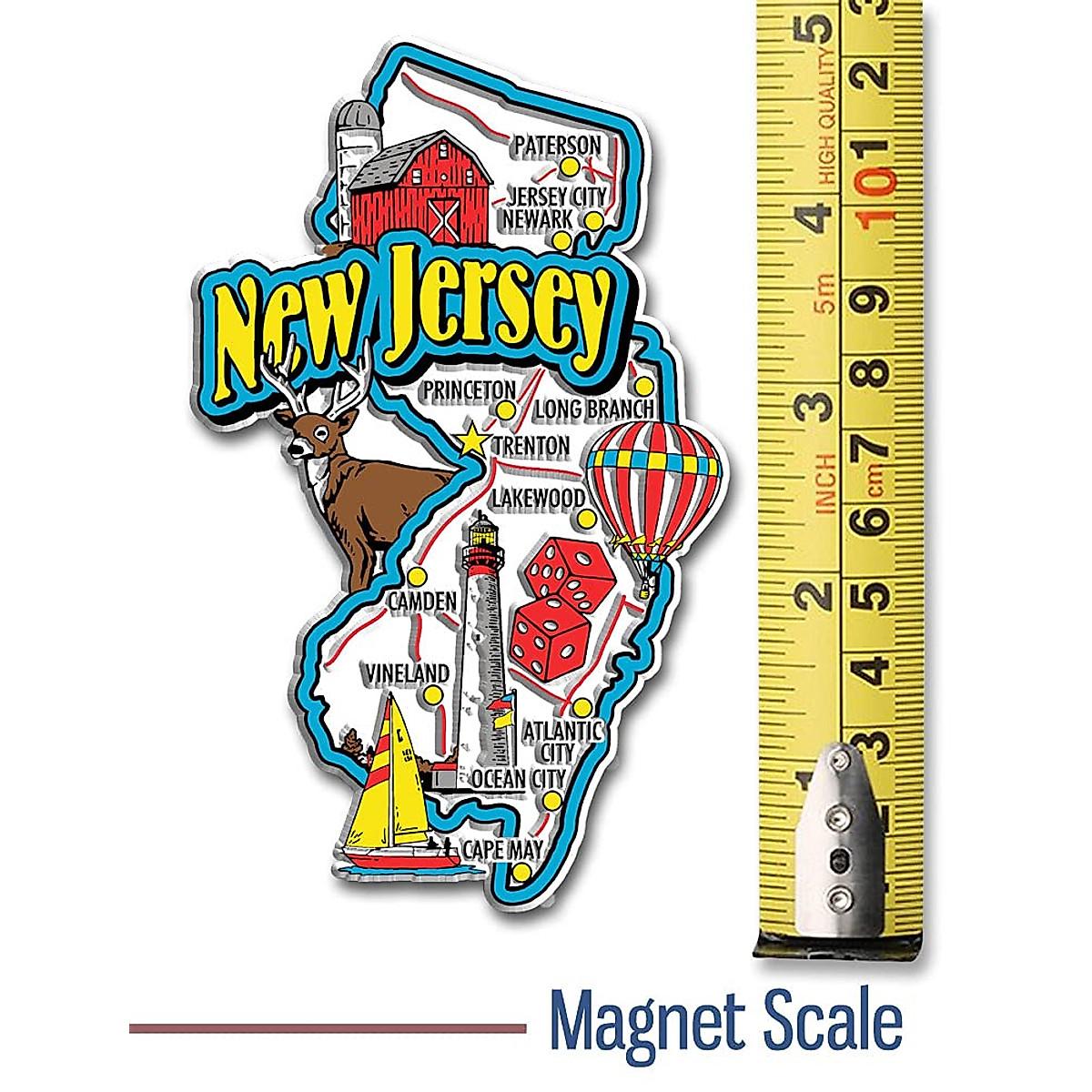 New Jersey Six-Piece State Magnet Set by Classic Magnets, Includes 6 Unique Designs, Collectible Souvenirs Made in The USA