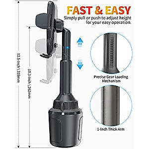 1Zero Rock Solid Cup Holder Phone Mount for Car Low Profile No Shaking Long Arm 2in1 Air Vent Car Phone Mount Compatible with All iPhone Samsung Cell Phones for Truck SUV Tesla Golf Cart Boat