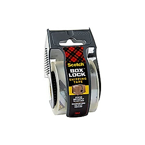 Scotch Box Lock Packaging Tape, 1 Roll with Dispenser, 1.88 in x 800 in, Extreme Grip, Sticks Instantly to Any Box (195)