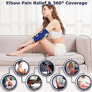 CAMECO 1 PACK Heated Elbow Brace for Tendonitis and Tennis Elbow, Elbow Heating Pad Wrap for Sprains, Arthritis Bursitis, Joint Pain Relief, Elbow Compression Sleeve | 10-90min Auto-Off | One Size