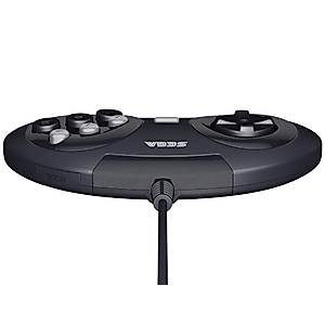 Retro-Bit Official Sega Genesis USB Controller 6-Button Arcade Pad for Sega Genesis Mini, PS3, PC, Mac, Steam, Switch - USB Port - (Black)