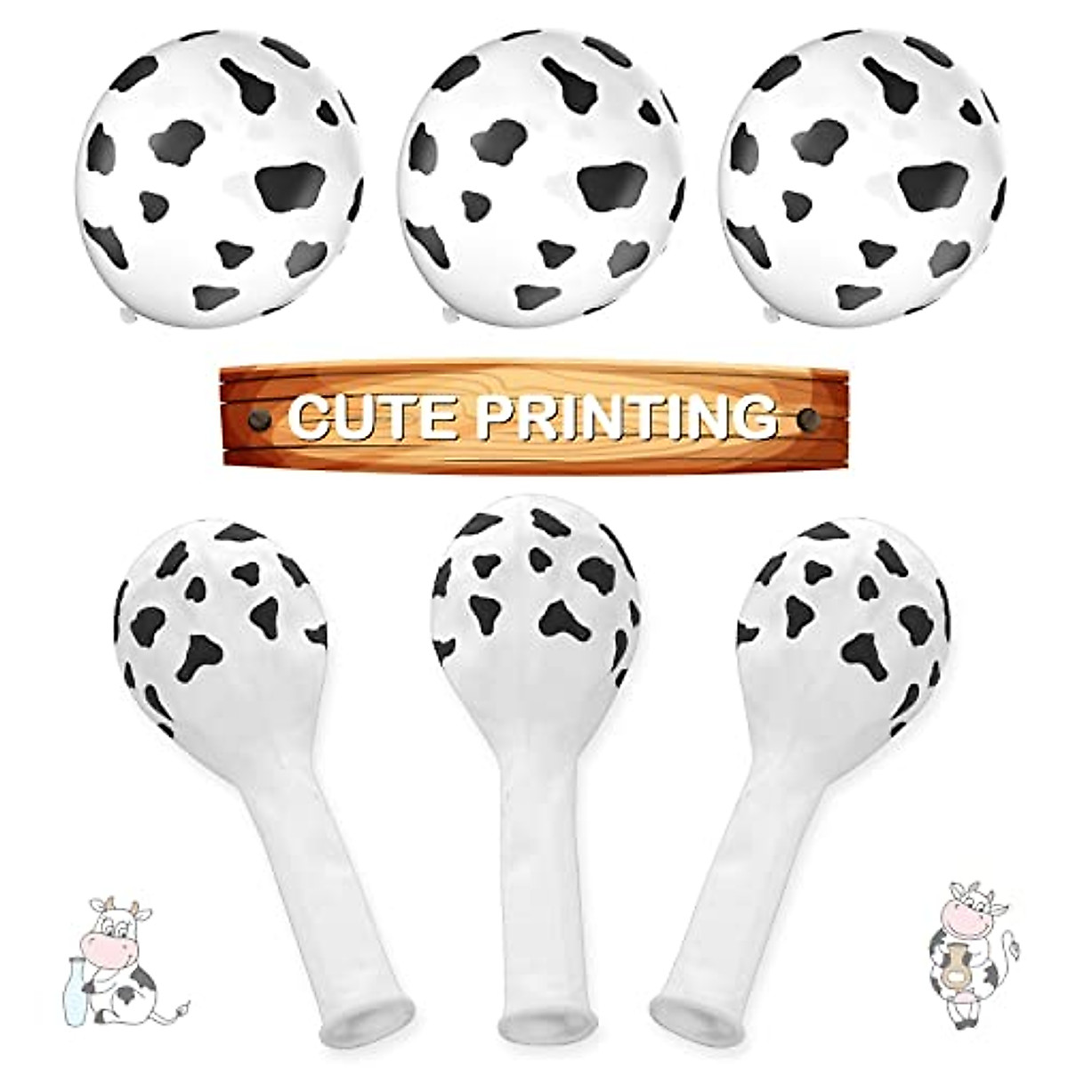 26 Pieces Cow Balloons, Cow Print Balloon Giant Cow Shape Mylar Foil Latex Balloons Funny Print Balloons for Western Cowboy Farm Animal Ballons Birthday Party Supplies Cow Themed Party Decorations