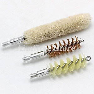 Aimfiree 3Pcs/Lot .45cal Nylon Cotton Mop Phosphor Bronze Bore Brush Gun Cleaning Brush for Rifle Pistol Thread 8-32