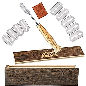 Bread Bosses 9 Inch Banneton Proofing Basket and Bread Bakers Lame Slashing Tool - Great as a Gift