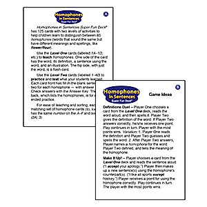Super Duper Publications | Homophones in Sentences Flash Cards Fun Deck | Educational Learning Resource for Children