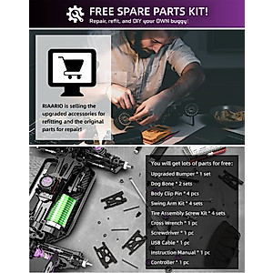 RIAARIO 1:14 RTR Brushless Fast RC Cars for Adults, Max 63mph Hobby RC Truck, 4X4 Remote Control Car for Boys with Carbon Fiber Chassis & Metal Gear, Oil Filled Shocks Electric Vehicle Buggy for Kids