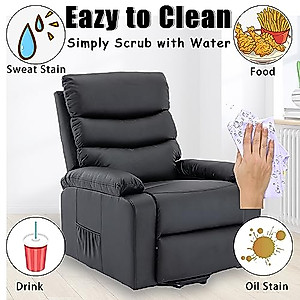 resiova Electric Power Lift Recliner Massage Chair for Living Room,Home Theater Seating with Heat and Adjustable Single Sofa for Back,Lumbar,Legs w/2 Positions,Black