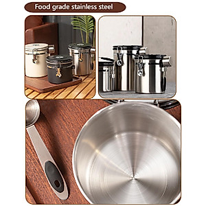 Coffee Canister Airtight Storage Container 1.8L Stainless Steel Air Tight Coffee Jar with Scoop, Date Tracker CO2 Release Valve for Dry Food, Beans, Ground, Tea, Flour, Cereal and Sugar (Silver)