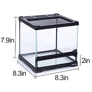 REPTIZOO Mini Reptile Glass Terrarium Tank 8"x8"x8", Front Opening Door Full View Visually Appealing Mini Reptile or Amphibians Glass Habitat