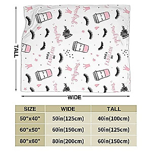 Feartdiy Lashes Mascara Coffee Cup Blanket for Kids Adults Women,Soft Fleece Throw Blanket Cozy Bed Blankets King Size for Couch Bed Travel Camping 50 inchX40 inch, black, 50x40