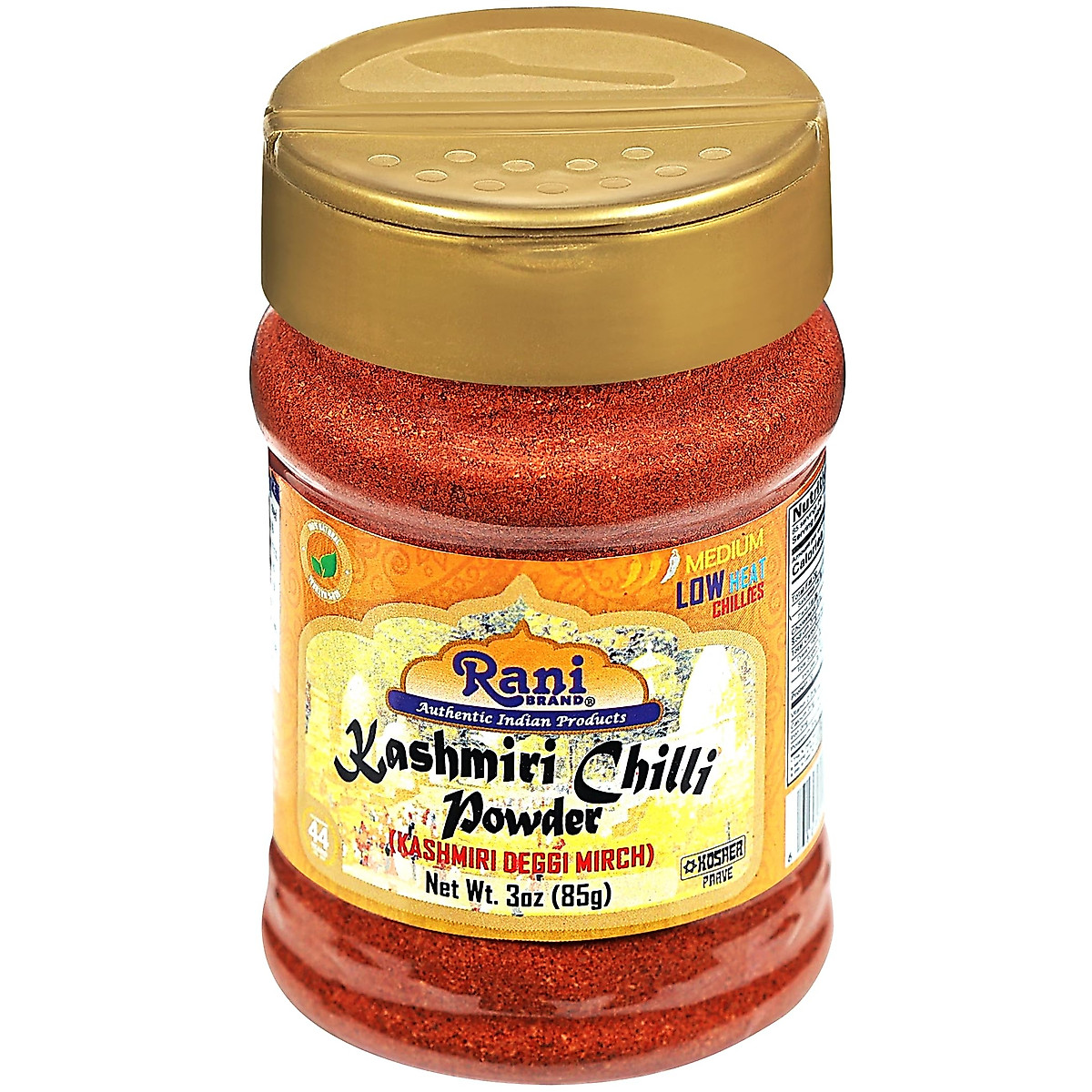 Rani Kashmiri Chilli Powder (Deggi Mirch, Low Heat) Ground Indian Spice 85g PET Jar ~ All Natural | Salt-Free | Vegan | Kosher | Gluten Friendly | Perfect for Deviled Eggs & Other Low Heat Dishes