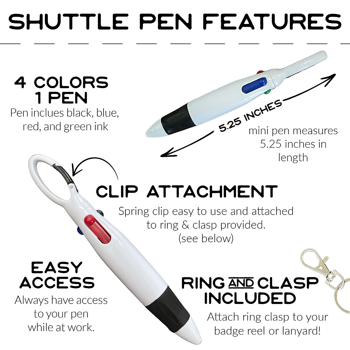 Badge Reel Accessory, Mini Pen, Highlighter, Permanent Marker, Dry Erase Marker to attach to Badge Reel or ID Lanyard, Custom Set for Nurses, Doctors, PAs, CNAs (Pink Highlighter - Black Dry Erase)