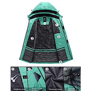 GEMYSE Women's Mountain Waterproof Ski Snow Jacket Warm Winter Windproof Raincoat with Detachable Hood(Lake Blue-6,Large)