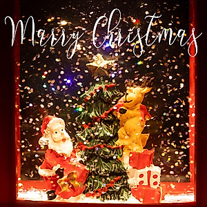 LUSHABOR Christmas Snow Globe Lantern, Lighted Train LED Water Glitter Battery Operated Santa Claus Water Lantern Snow Globe, Christmas Home Decoration Gift