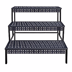 3 Tiers Metal Plant Stand,Rectangular Ladder Flower Pots Outdoor, Indoor Plant Display Rack, Heavy Duty Utility Storage Organizer for Home Garden Patio Balcony, Stair Style