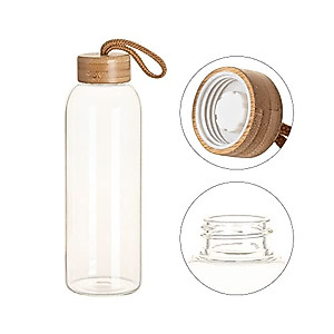 PYD Life Sublimation Glass Water Bottles Blanks with Bamboo Lid and Portable Rope Clear 25 OZ Outdoor Travel Leakproof Glass Tumblers Cups for Tumbler Heat Press 4 Pack