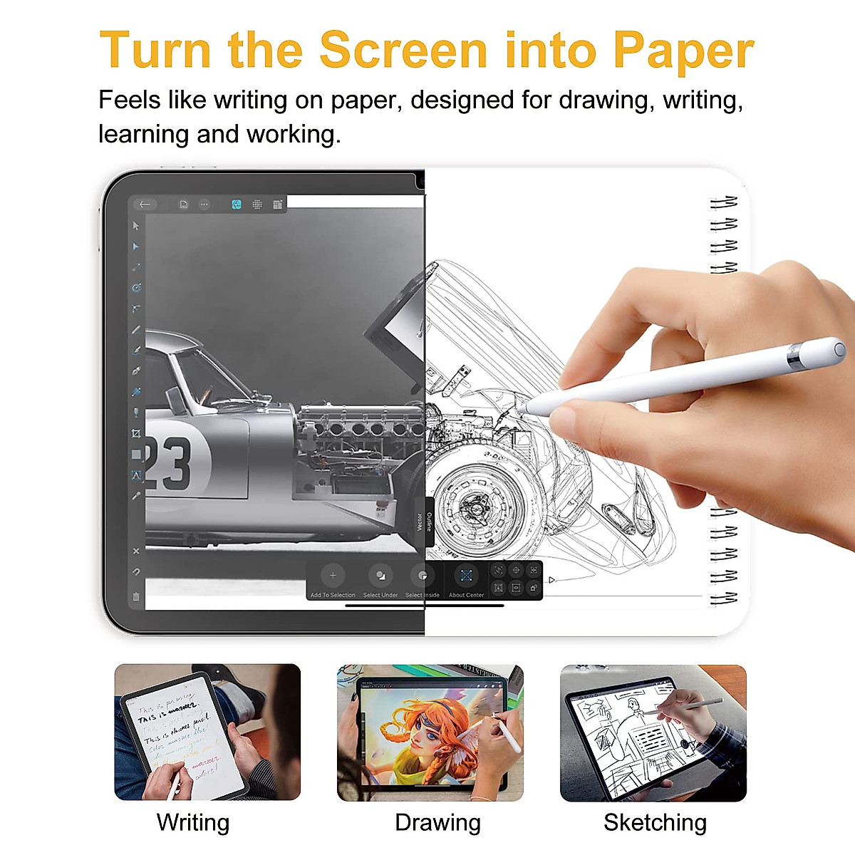 Hocents. 2 Pack Paper Screen Protector Compatible with iPad 10th Generation (10.9 Inch, 2022), Matte PET Filmfor Drawing, Anti-Glare, Compatible with Apple Pencil