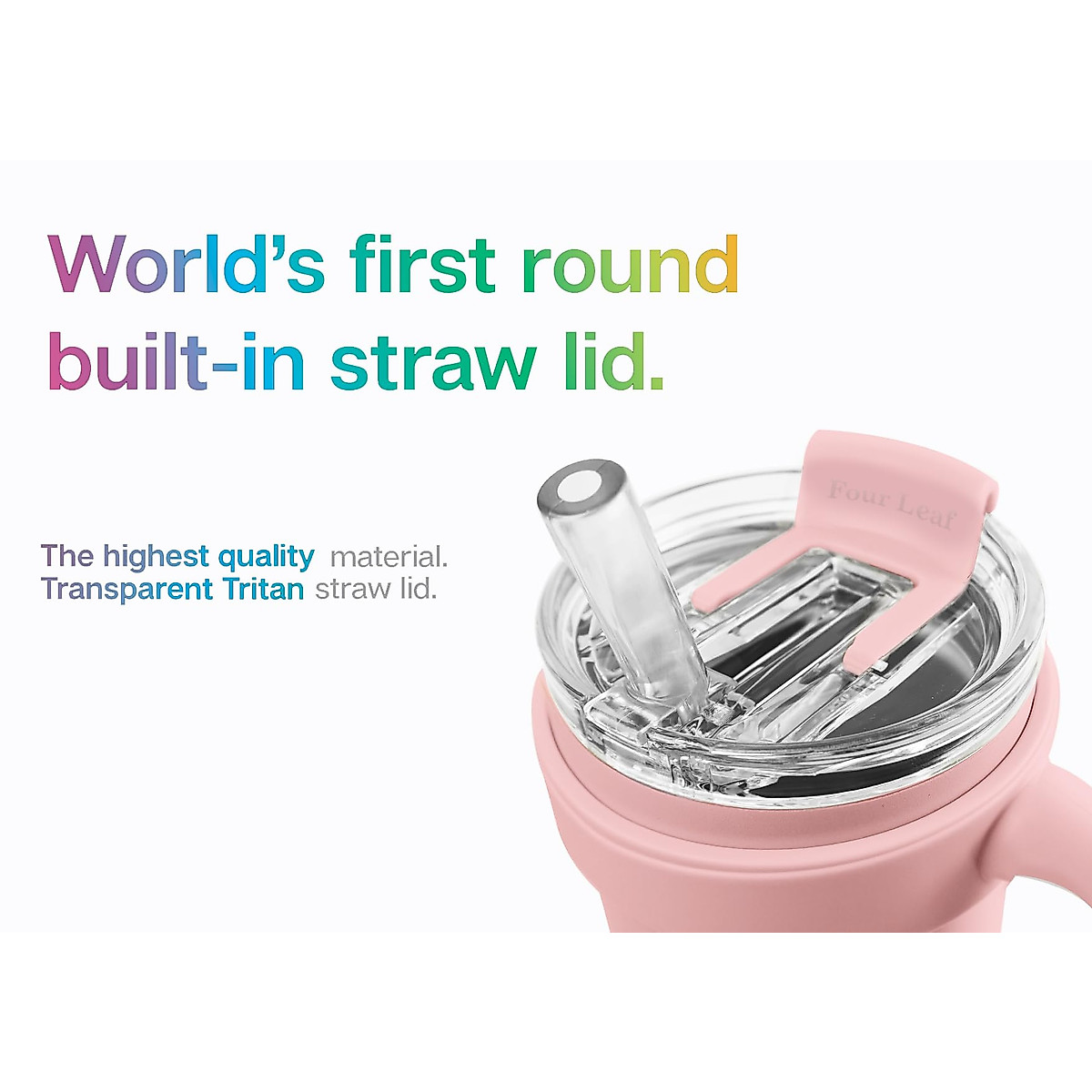 Four Leaf TrustyMate – 100% Leak Proof 40 Oz Tumbler with Handle and Built-In Straw Lid – Insulated Leak Proof Stainless Steel Tumbler