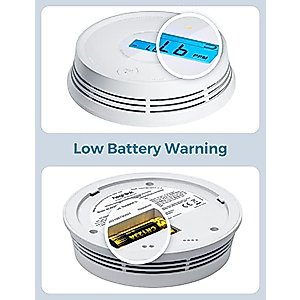 Smoke Carbon Monoxide Detector, AEGISLINK Interlinked Combination Smoke CO Alarm, Battery Powered, Wireless Interconnected, Digital Display, SC-RF220, 6-Pack