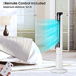 Tangkula 48-Inch Tower Fan with Remote Control, Quiet Bladeless Tower Fan w/ 3 Speeds, 3 Modes, 1-15H Timer & LED Display, 80° Oscillating Floor Standing Fan, Portable Circulating Fan for Home Office