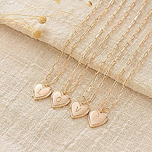 Gold Heart Necklace for Women Layered Initial Pendant Necklace Paperclip Gold Chain Aesthetic Jewelry Personalized 14k Gold Plated Necklaces