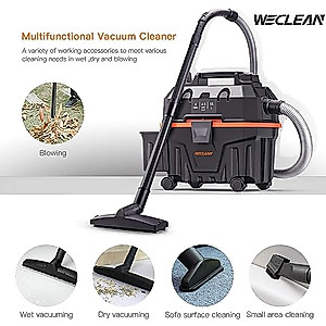 WECLEAN 4 Gallon 5.5 Peak HP Commercial Wet Dry Vacuum Cleaner Shop Vac for Outdoor Patio Wet & Dry Construction Shop Vac with Blower Gift for Father